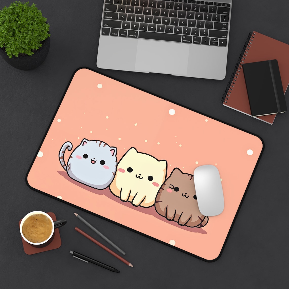 Cute Cat Playmat, Animal Desk Mat, Kawaii Gaming Mouse Pad, Large ...