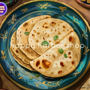 Indian Food Art, Naan Poster, Desi Art, Modern South Asian Art, Nepal ...