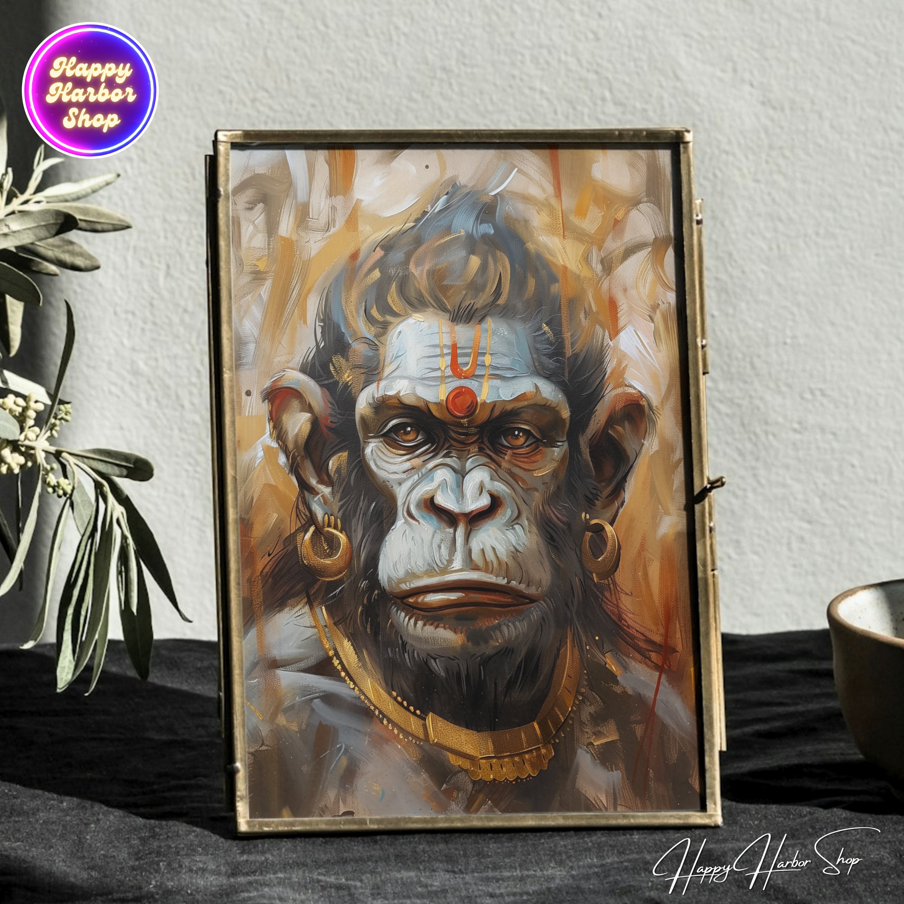 Hanuman Ji Oil Painting Hindu God Portrait Wall Art Rama Indian Art ...