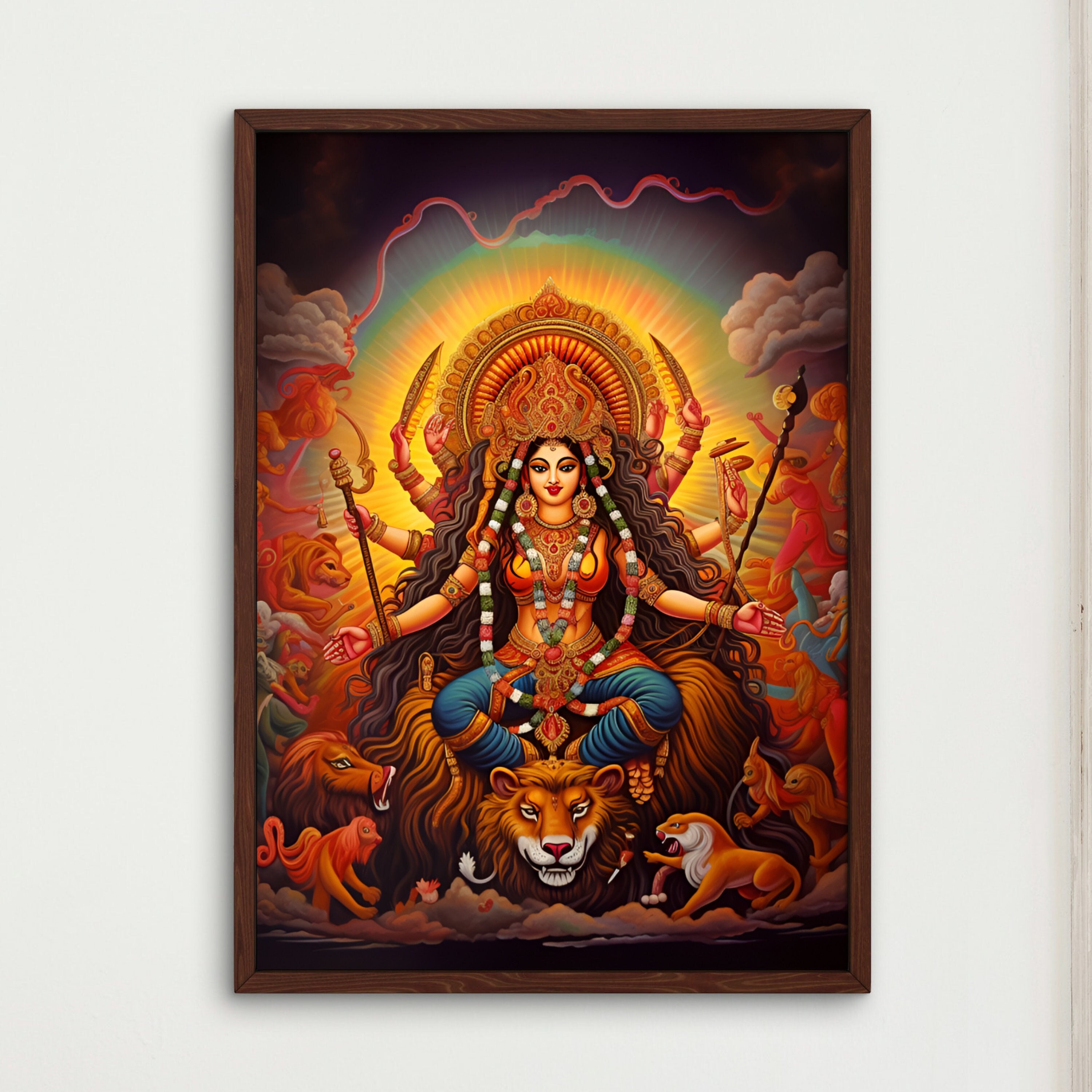 Goddess Durga Painting, Durga Poster, Navaratri Durga Illustration ...