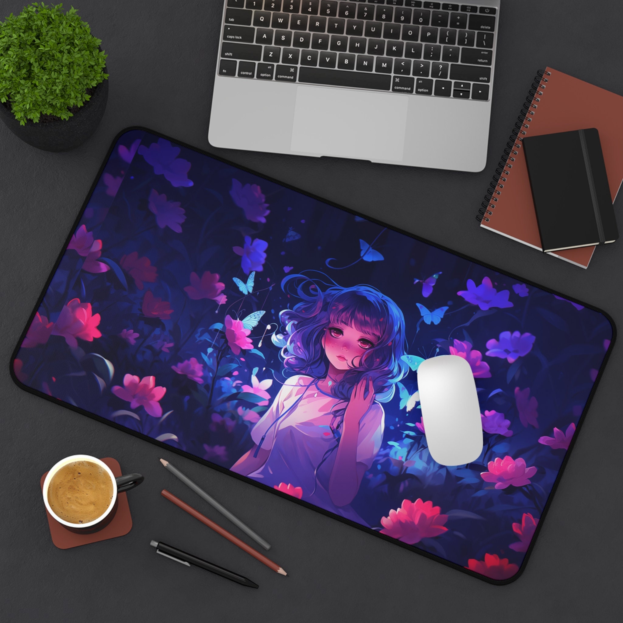 Anime Mouse Pad, Lofi Desk Mat, Kawaii Desk Mat Vaporwave Desk Mat ...