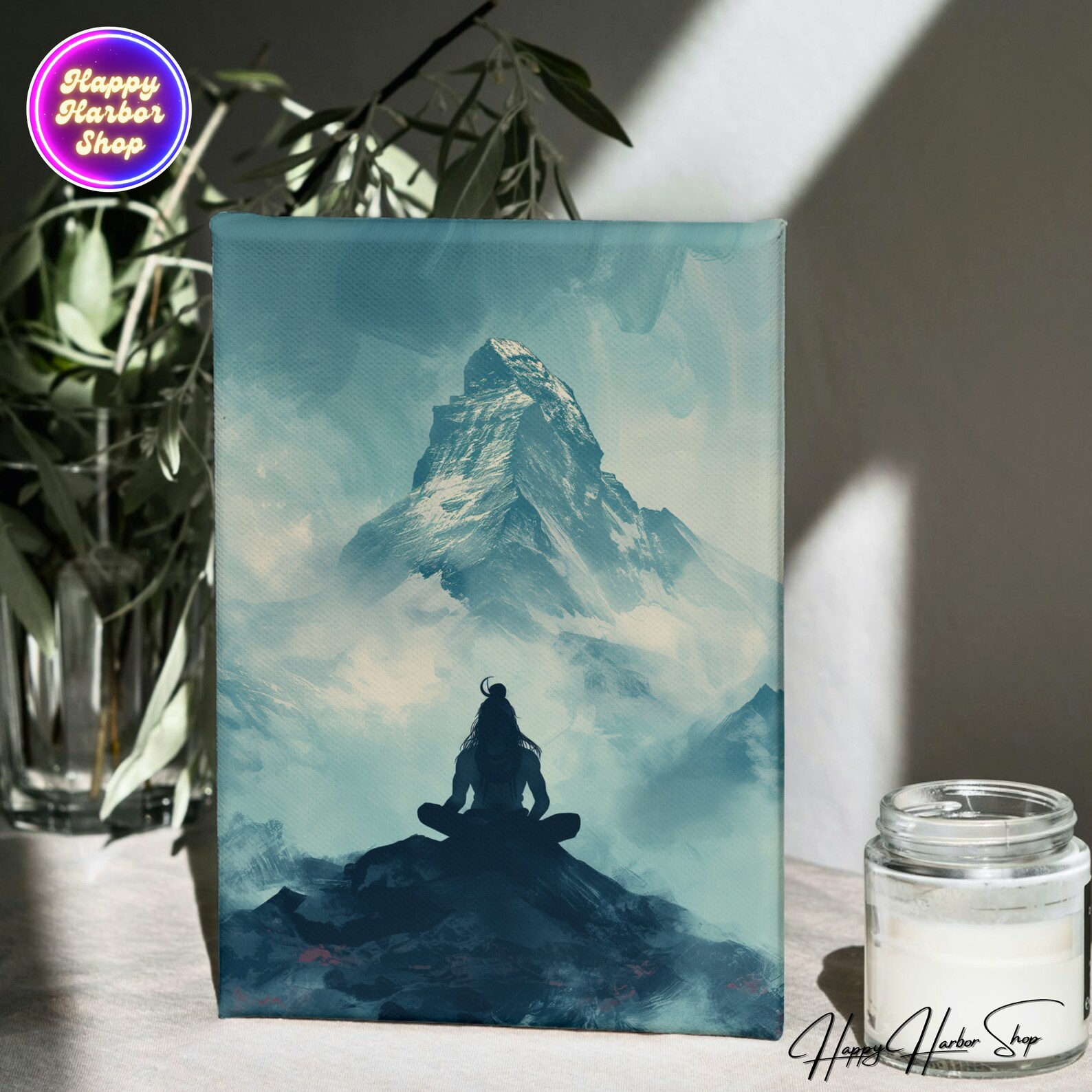 LORD SHIVA Meditating Printable Art, Shiva God at Mount Everest ...