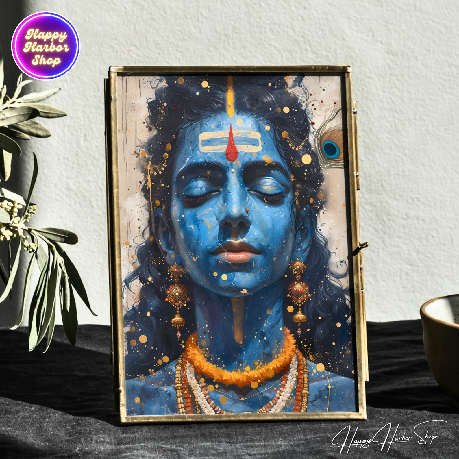 Krishna Painting, Hindu God Art, Lord Krishna Inspired Art, Spiritual ...
