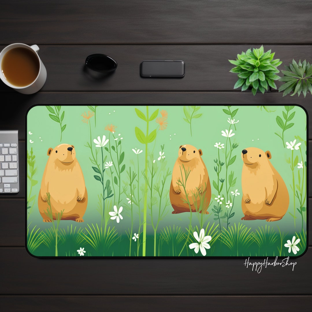 Capybara Gift Capybara Desk Mat Anime Plants Mouse Pad Kawaii Gaming ...