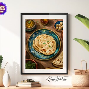 Indian Food Art, Naan Poster, Desi Art, Modern South Asian Art, Nepal ...