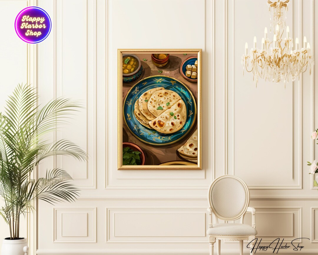 Indian Food Art, Naan Poster, Desi Art, Modern South Asian Art, Nepal ...