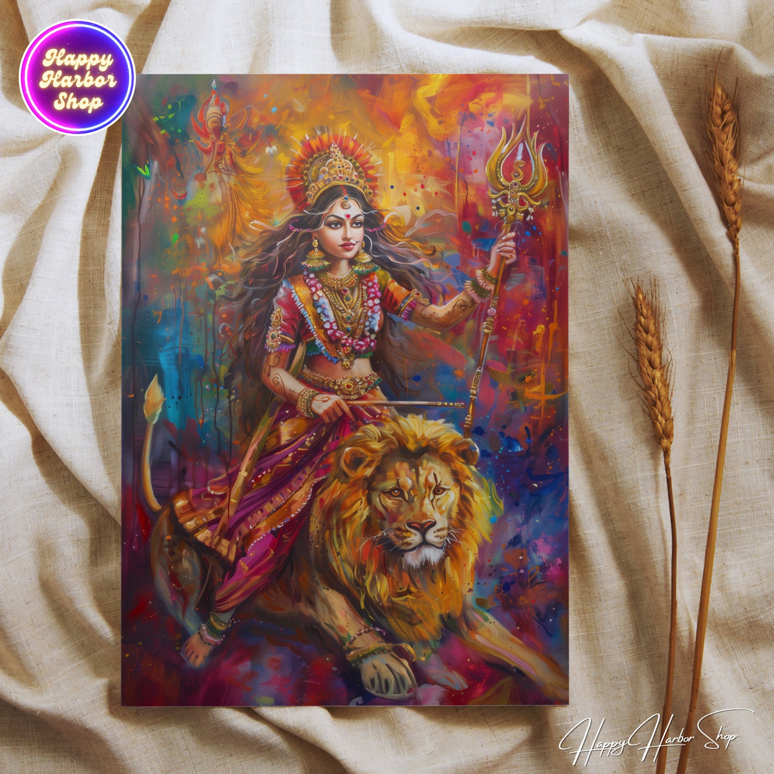 Durga Maa Painting Hindu Goddess Durga Wall Art Indian Art Decor Canvas ...