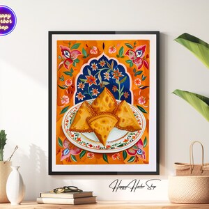 Samosa Poster, Indian Printable Wall Art, Desi Art, Modern South Asian ...