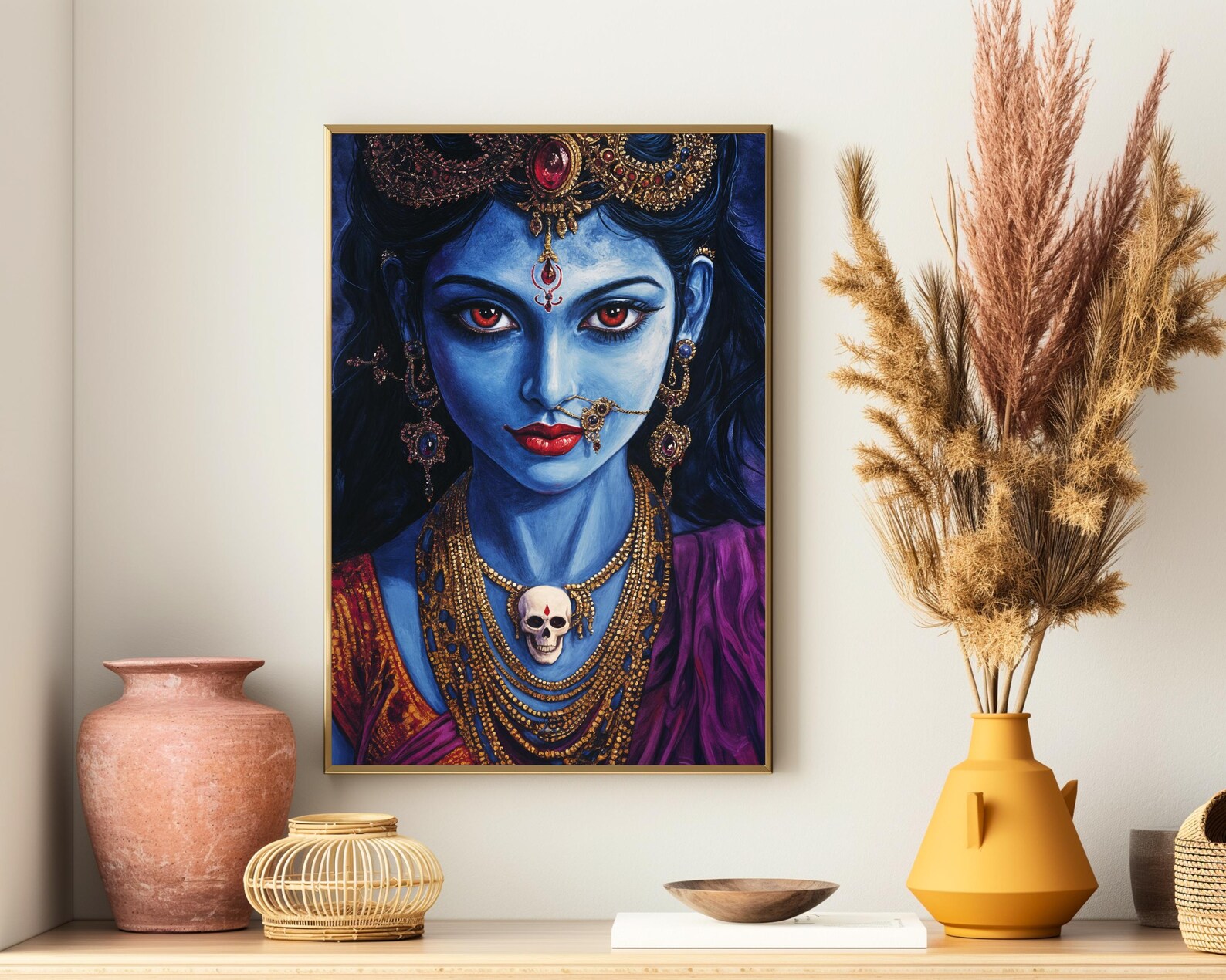 Goddess Kali Ma Painting, Hindu Wall Art, God Kali Maa Poster, Indian ...