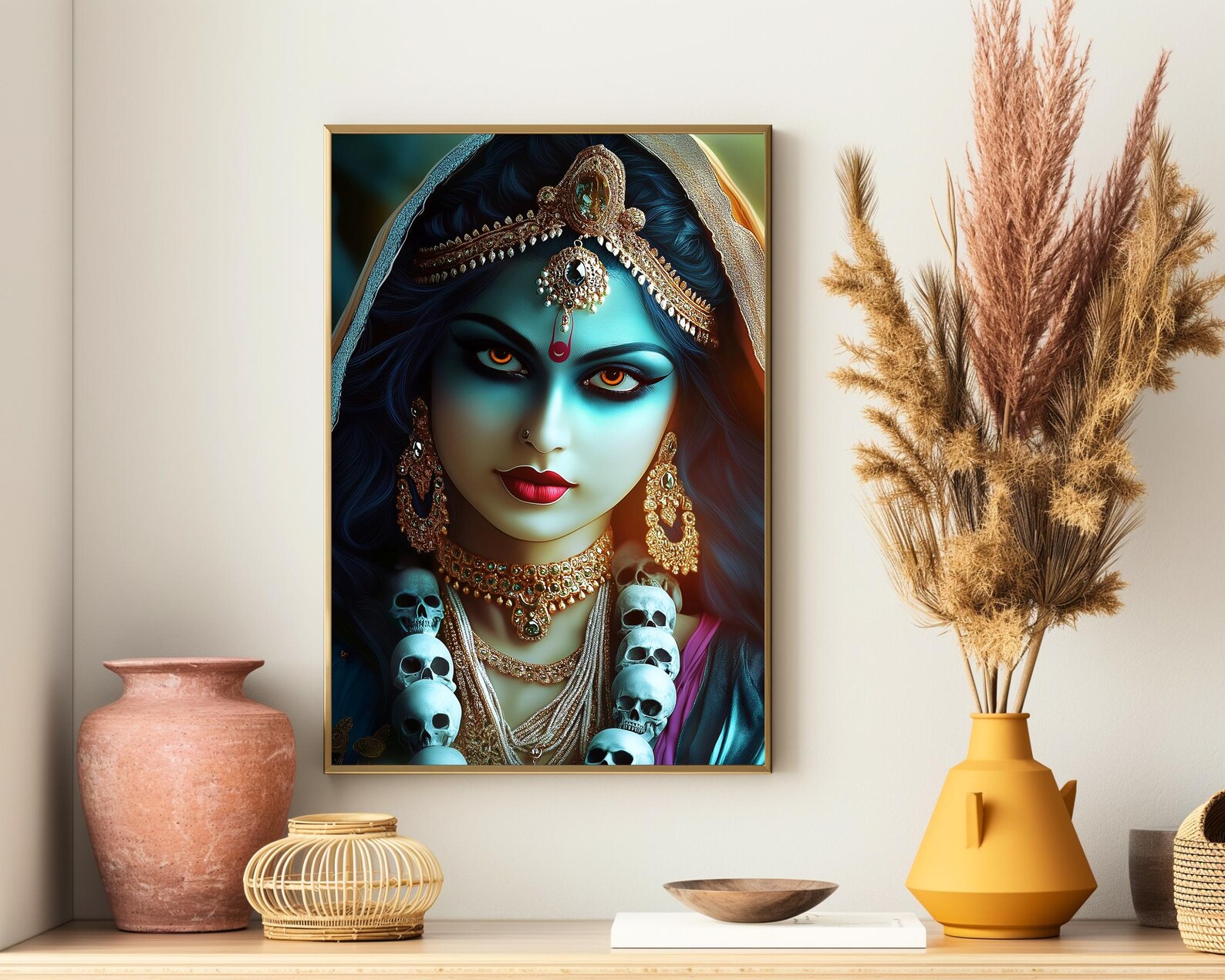 Kali Ma Painting, Hindu Goddess Kaali Maa, Indian Deity Decor, Hinduism ...