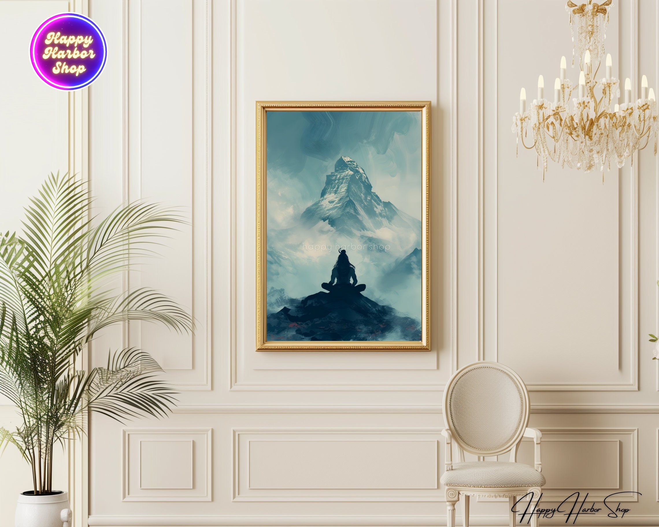 LORD SHIVA Meditating Printable Art, Shiva God at Mount Everest ...