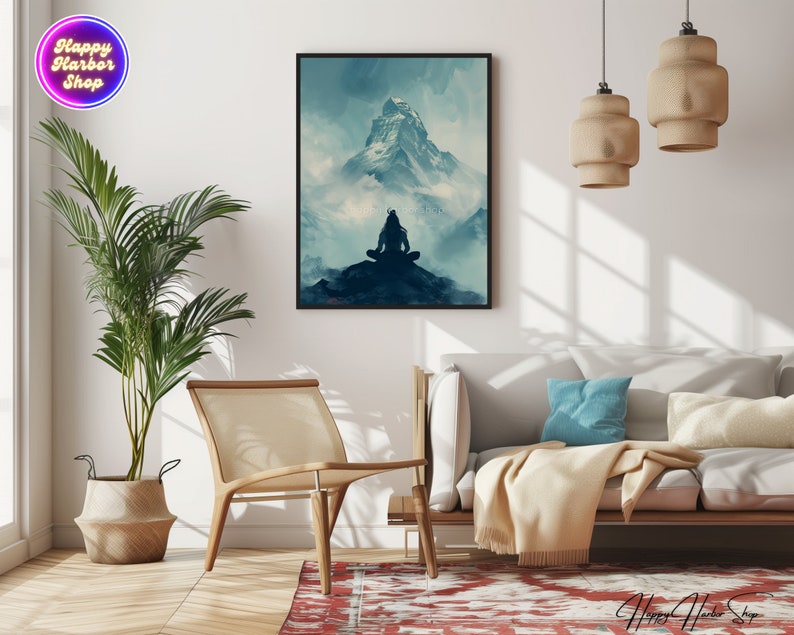 LORD SHIVA Meditating Printable Art, Shiva God at Mount Everest ...