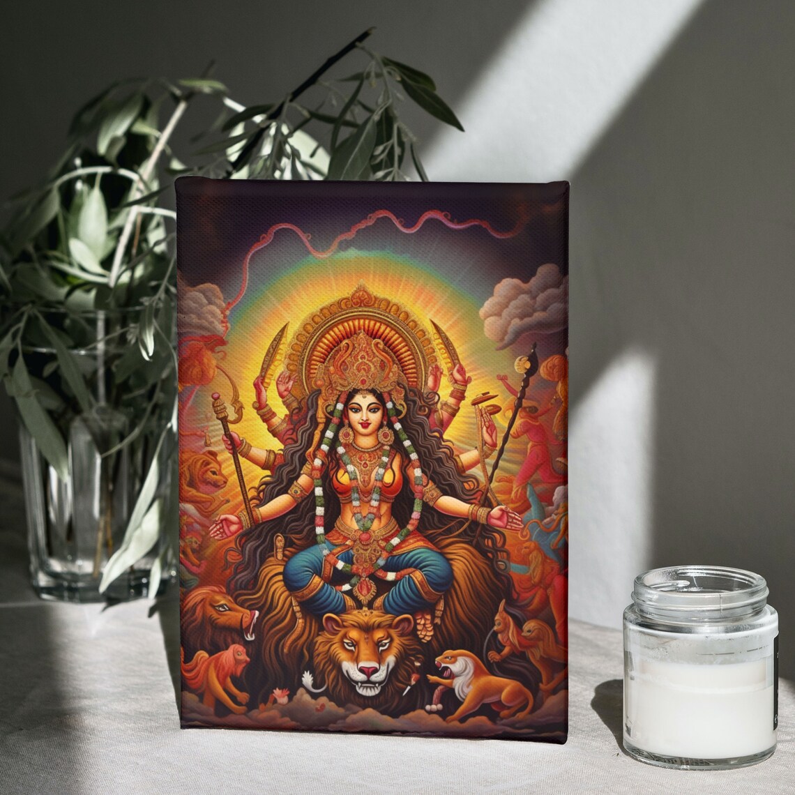 Goddess Durga Painting, Durga Poster, Navaratri Durga Illustration ...