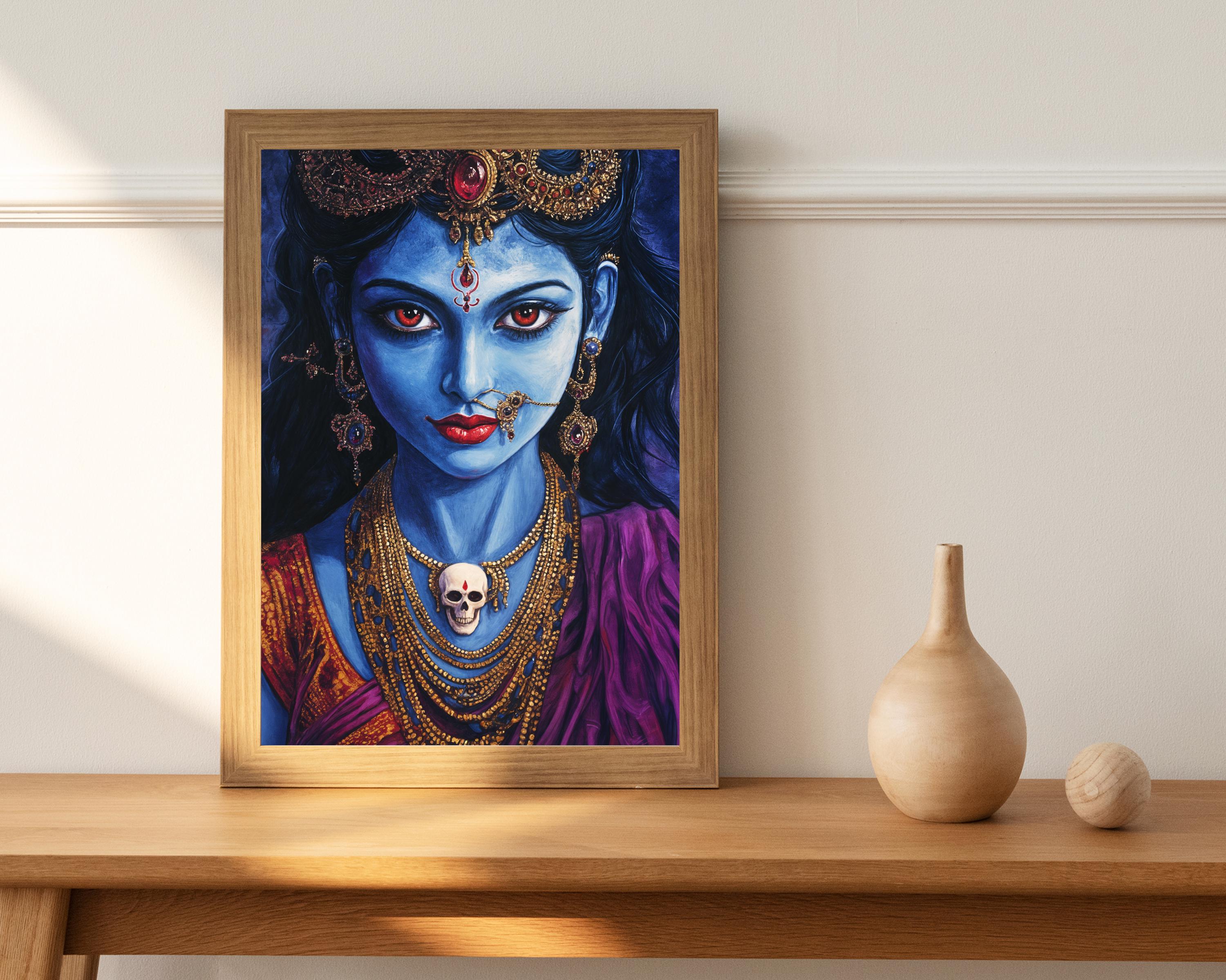Goddess Kali Ma Painting, Hindu Wall Art, God Kali Maa Poster, Indian ...