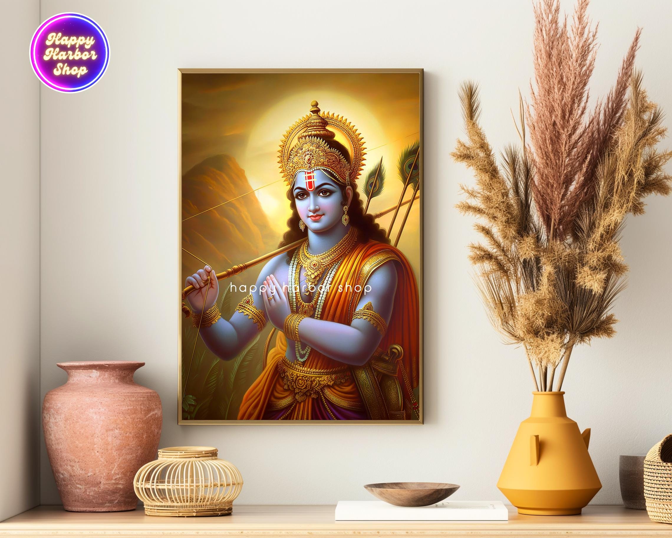 Lord Rama Painting, Hindu God Art, Hinduism Poster, Traditional Indian ...