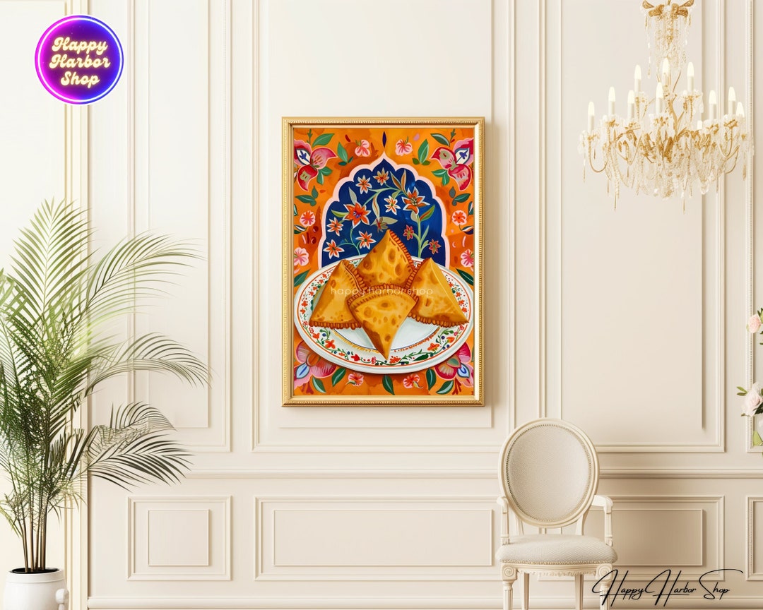 Samosa Poster, Indian Printable Wall Art, Desi Art, Modern South Asian ...