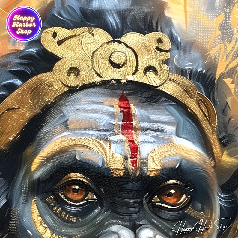 Hanuman Painting Monkey God Hanuman Art Hindu God Wall Art on Premium ...