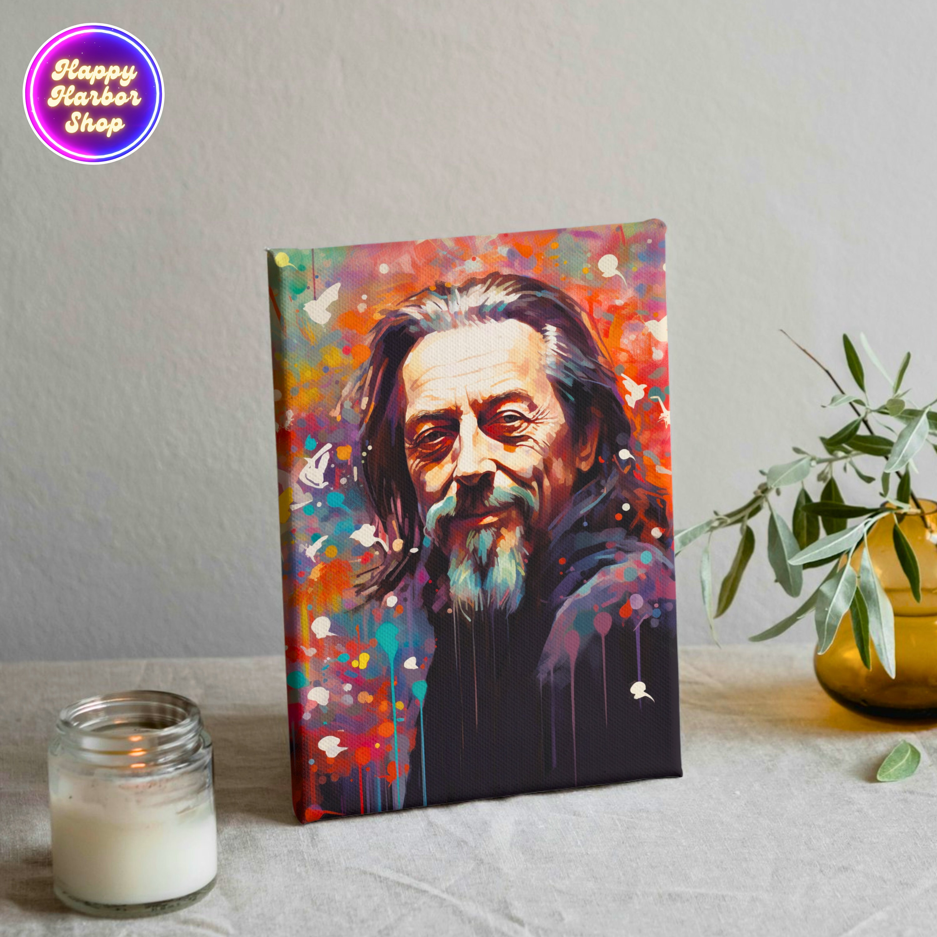 Alan Watts Art Wall Decor Alan Watts Portrait Painting Zen Philospher ...