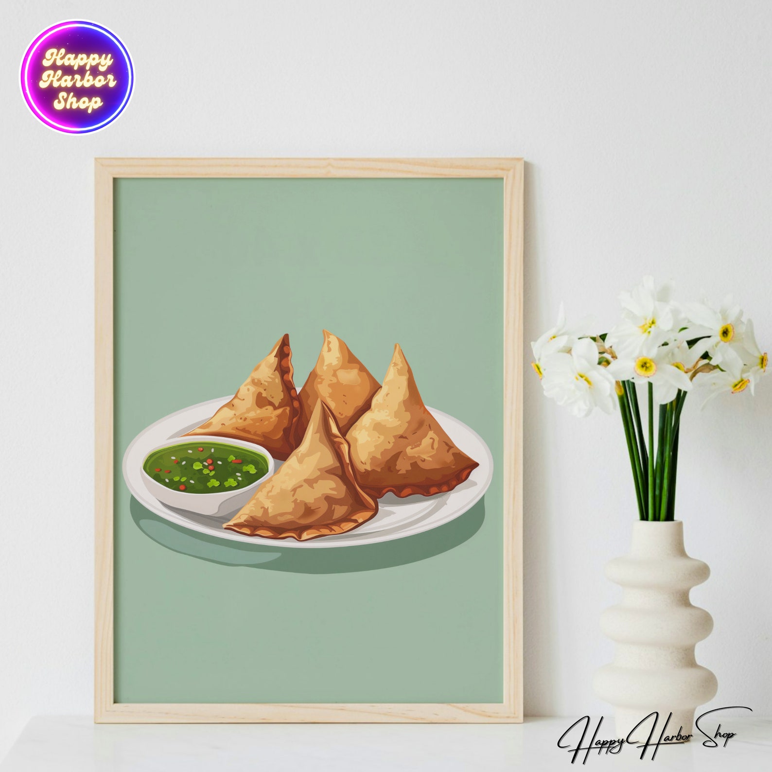 Samosa Art, Modern Asian Kitchen Decor, India Food Art Print, Indian ...