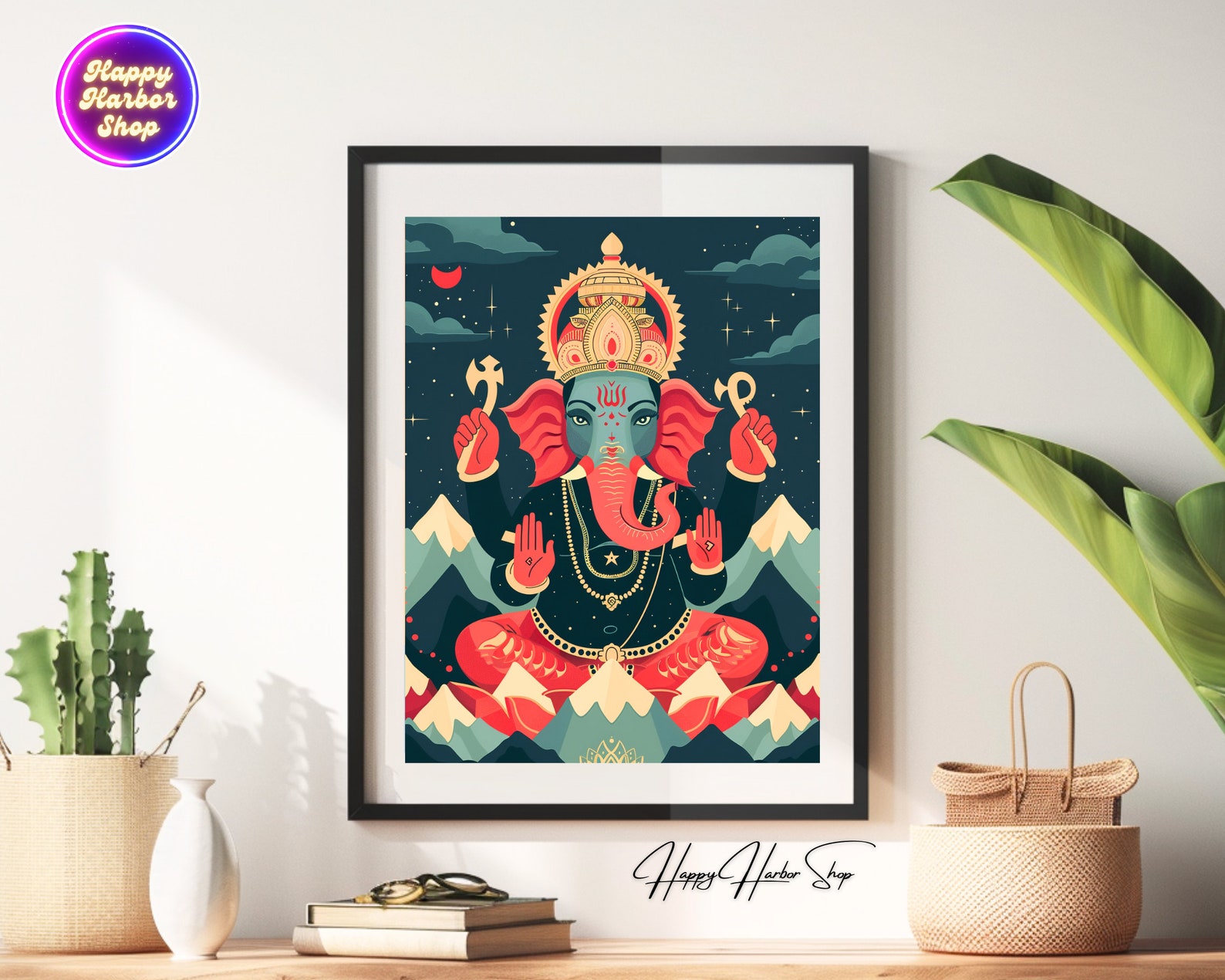 Ganesha Painting, SET OF 3 Indian Prints, Living Room Decor, Gallery ...