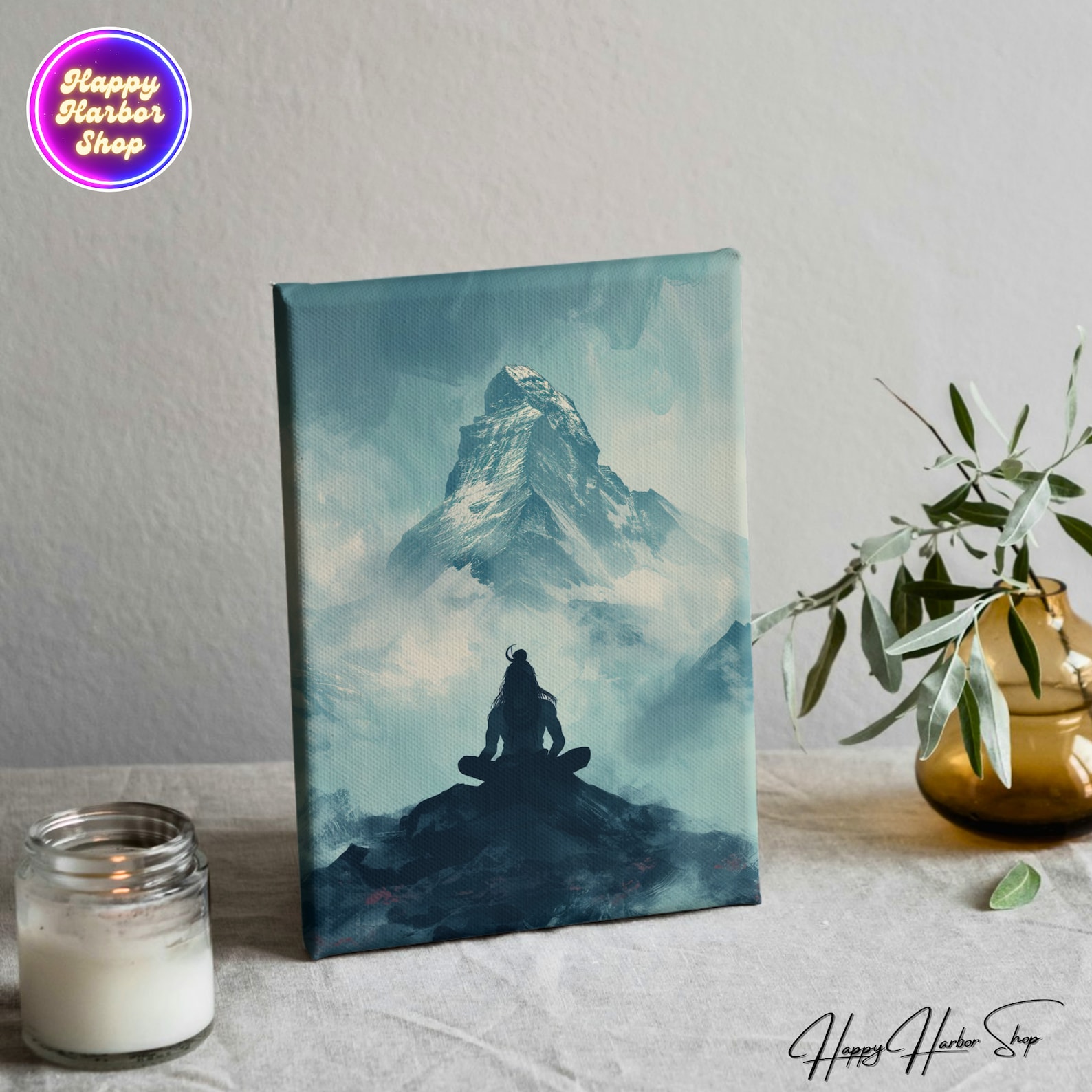 LORD SHIVA Meditating Printable Art, Shiva God at Mount Everest ...