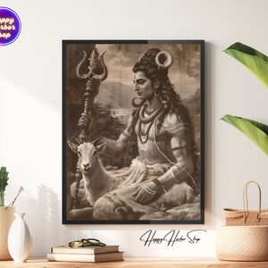 Lord Shiva Art, Vintage Hindu God Poster, Traditional Indian Wall Art ...
