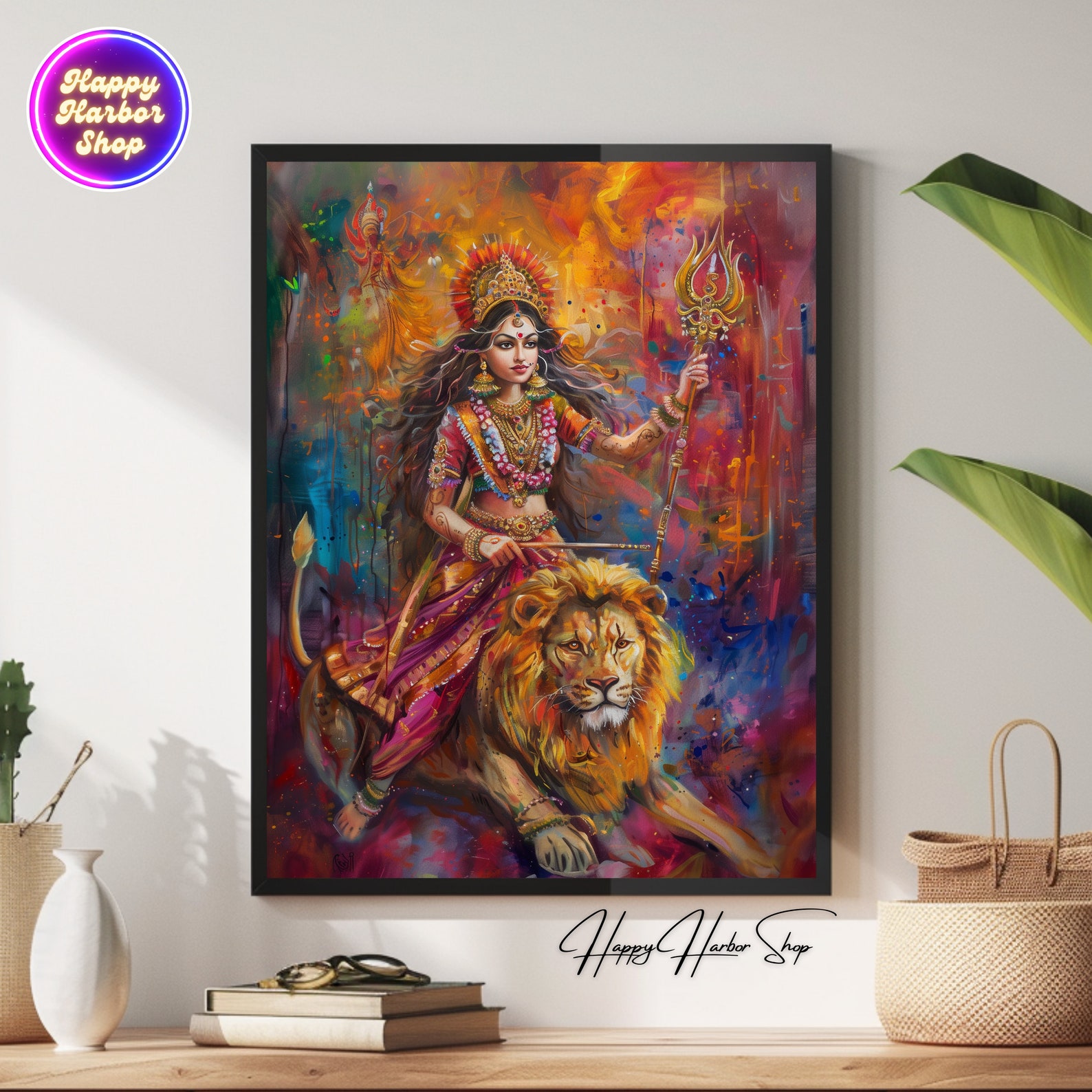 Durga Maa Painting Hindu Goddess Durga Wall Art Indian Art Decor Canvas ...