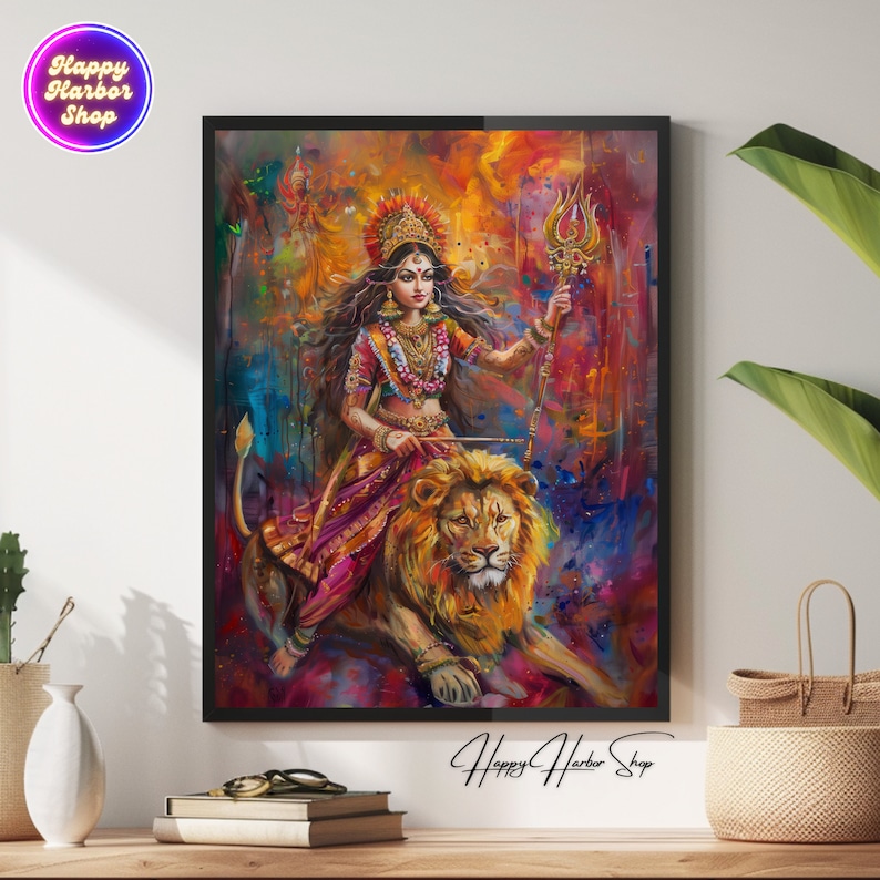 Durga Maa Painting Hindu Goddess Durga Wall Art Indian Art Decor Canvas ...