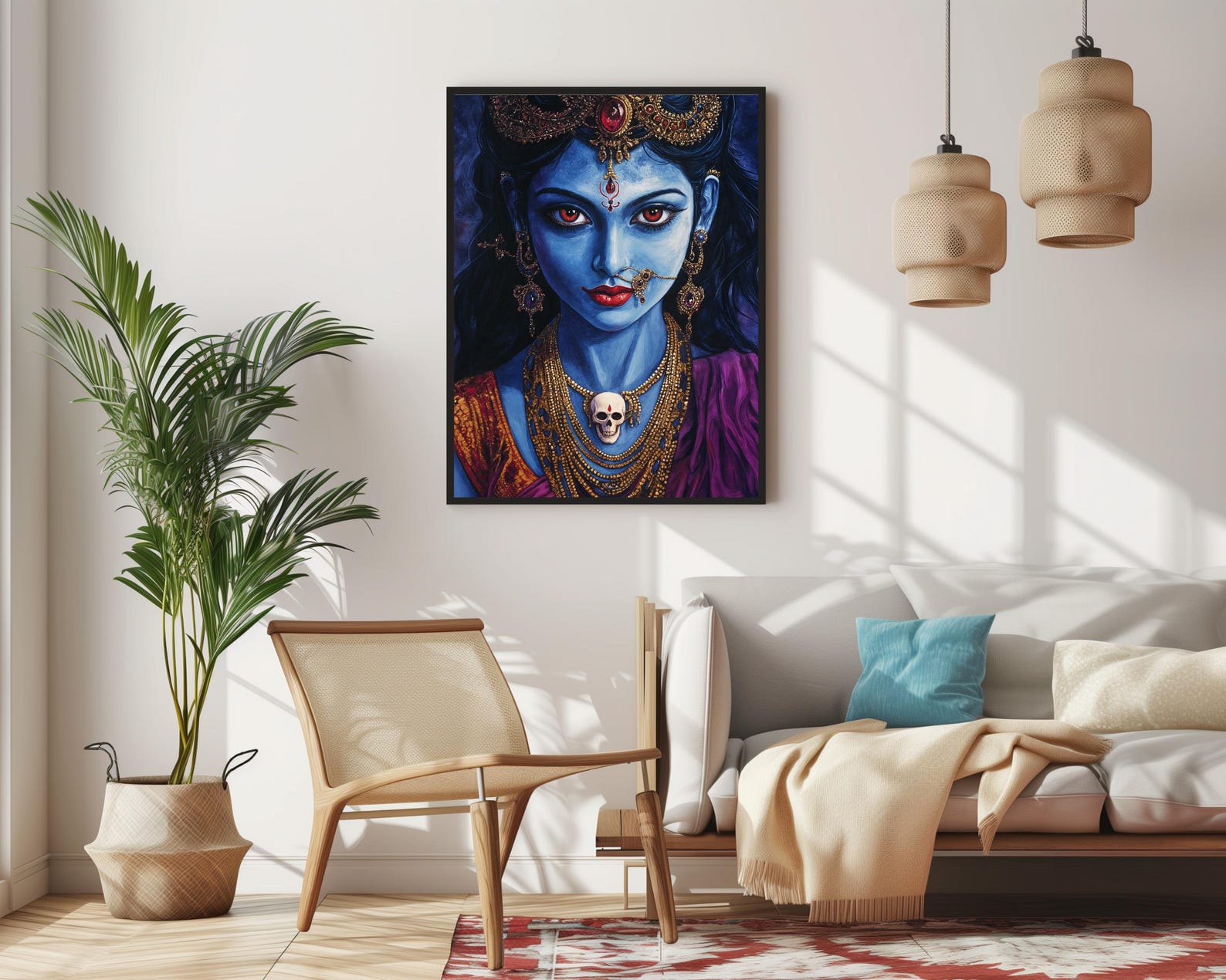 Goddess Kali Ma Painting, Hindu Wall Art, God Kali Maa Poster, Indian ...