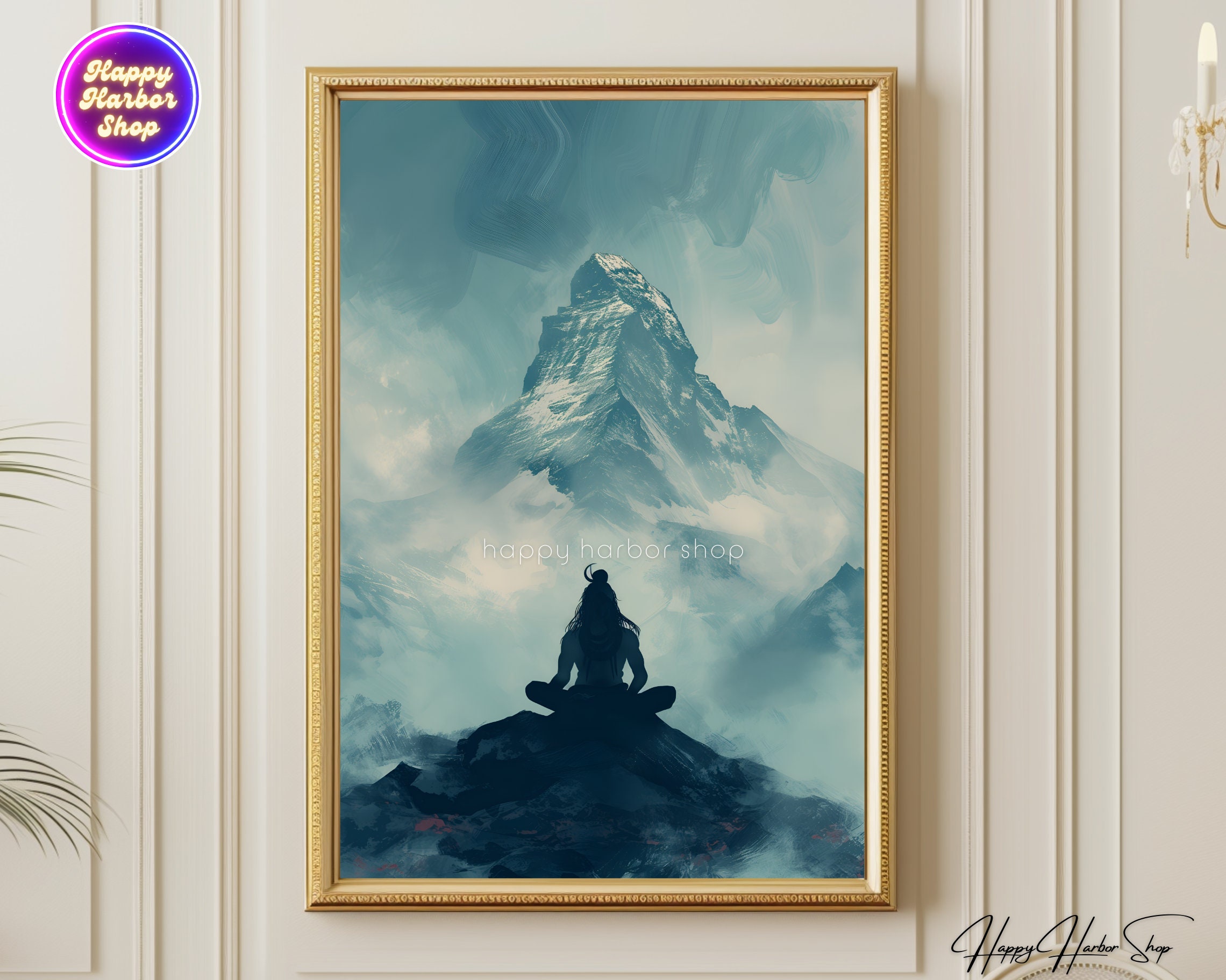 LORD SHIVA Meditating Printable Art, Shiva God at Mount Everest ...
