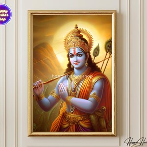 Lord Rama Painting, Hindu God Art, Hinduism Poster, Traditional Indian ...