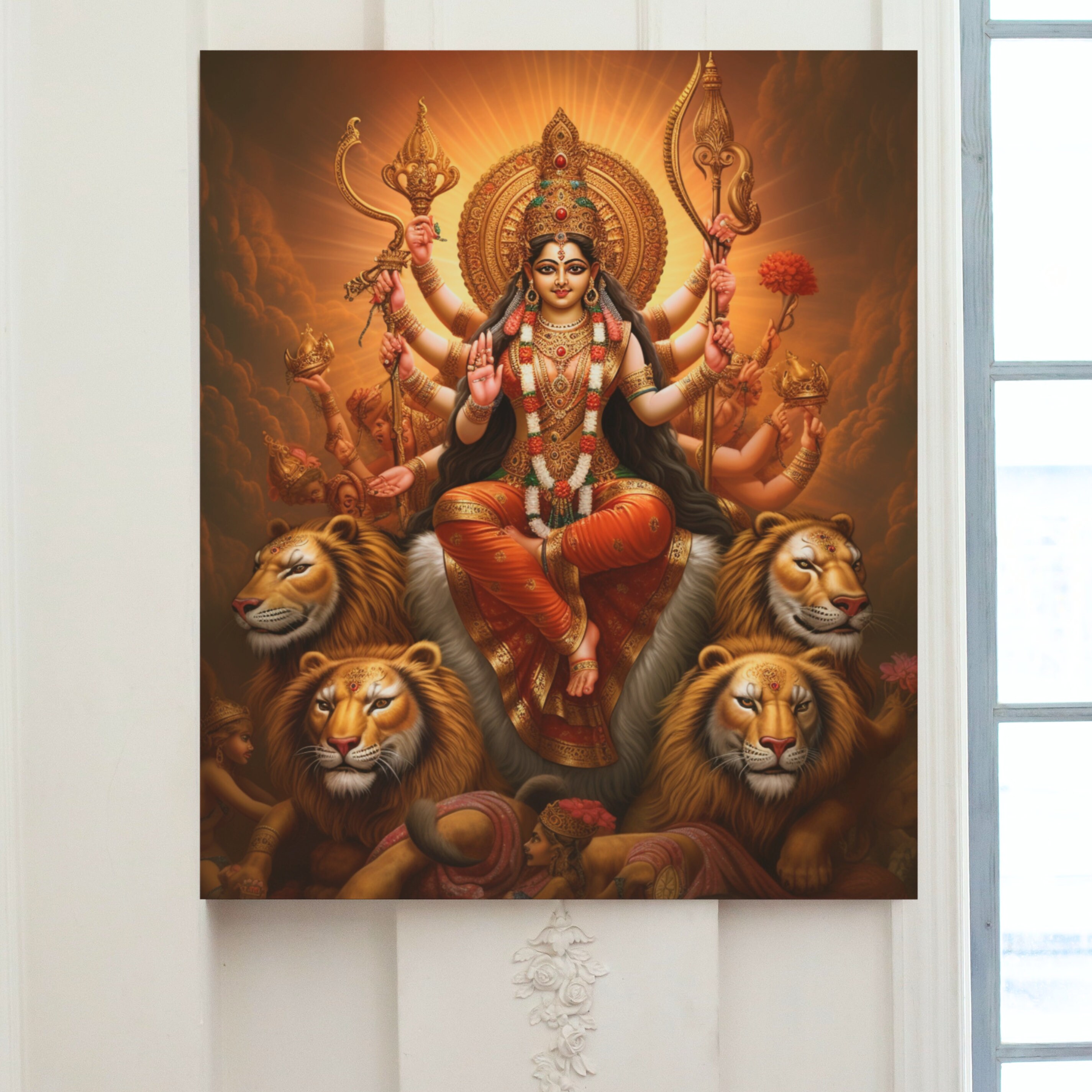 Goddess Durga Painting, Durga Poster, Mahadevi Durgati Poster, Dashain ...