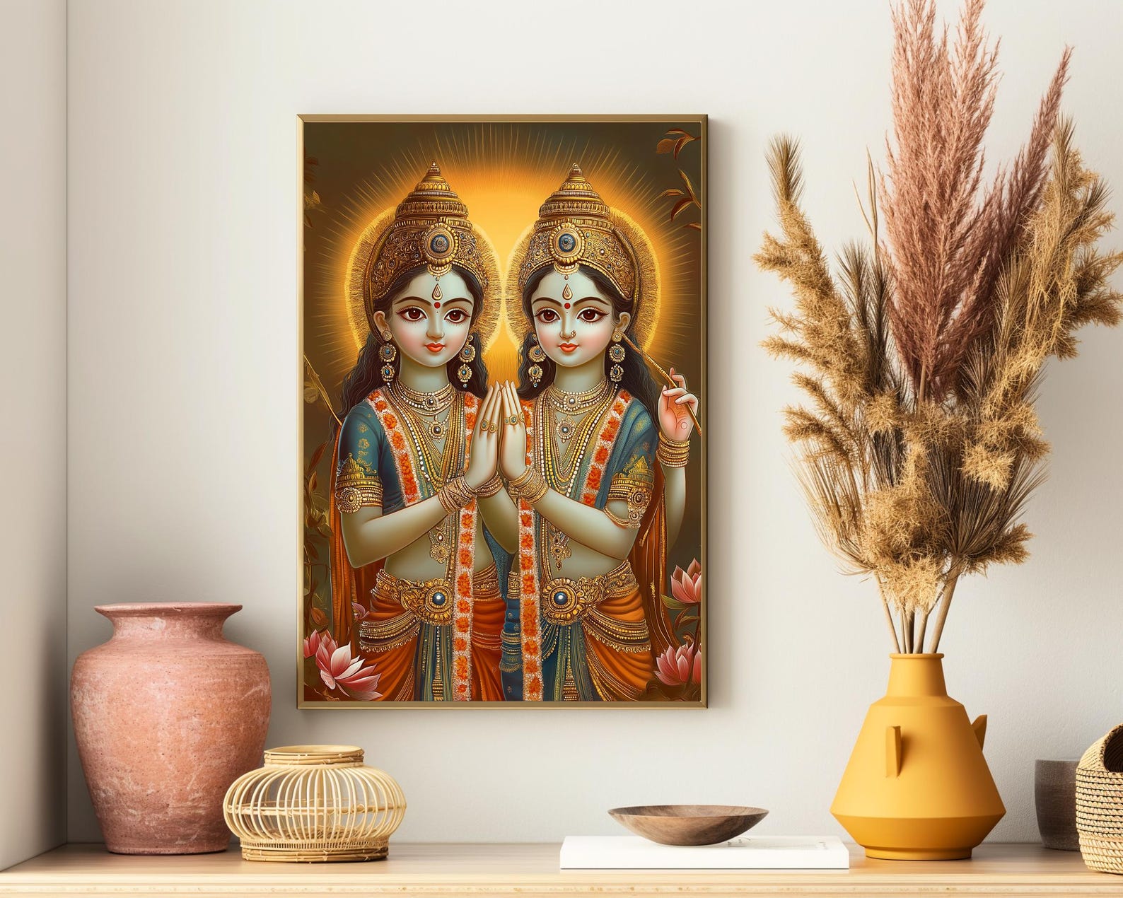 Riddhi Siddhi Painting, Hindu Goddess Art, Ganesha Consorts, Indian ...