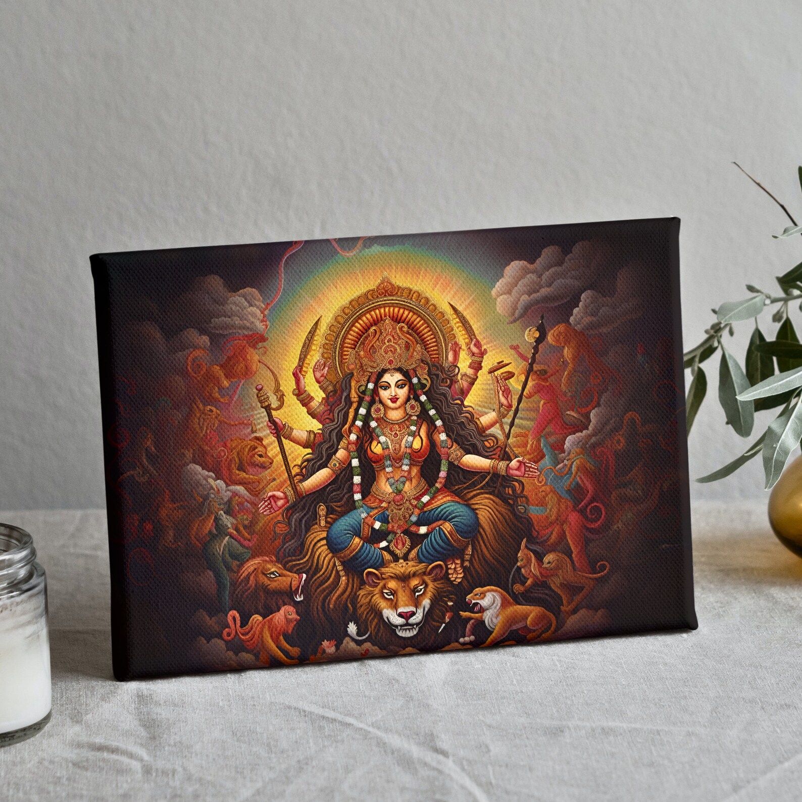 Goddess Durga Painting, Durga Poster, Navaratri Durga Illustration ...