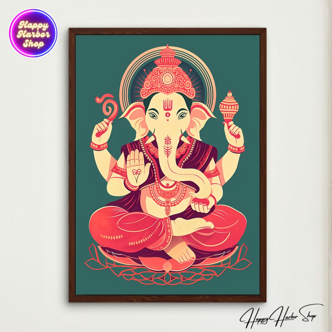 Ganesha Art Print, Lord Ganesha Poster, Indian Decor, Hindu God ...