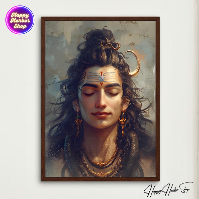 Lord Shiva Art Canvas Painting, Shiva Meditation Wall Art, Hindu God ...