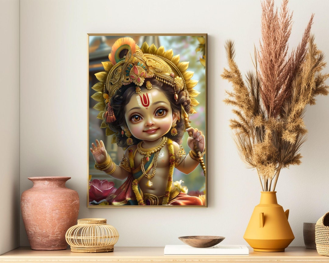 Baby Durga Wall Art, Goddess Children Room Decor, Hindu God Painting ...