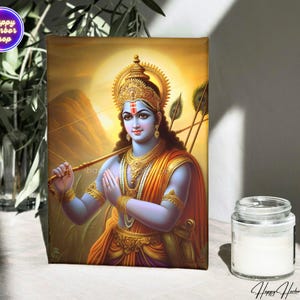 Lord Rama Painting, Hindu God Art, Hinduism Poster, Traditional Indian ...