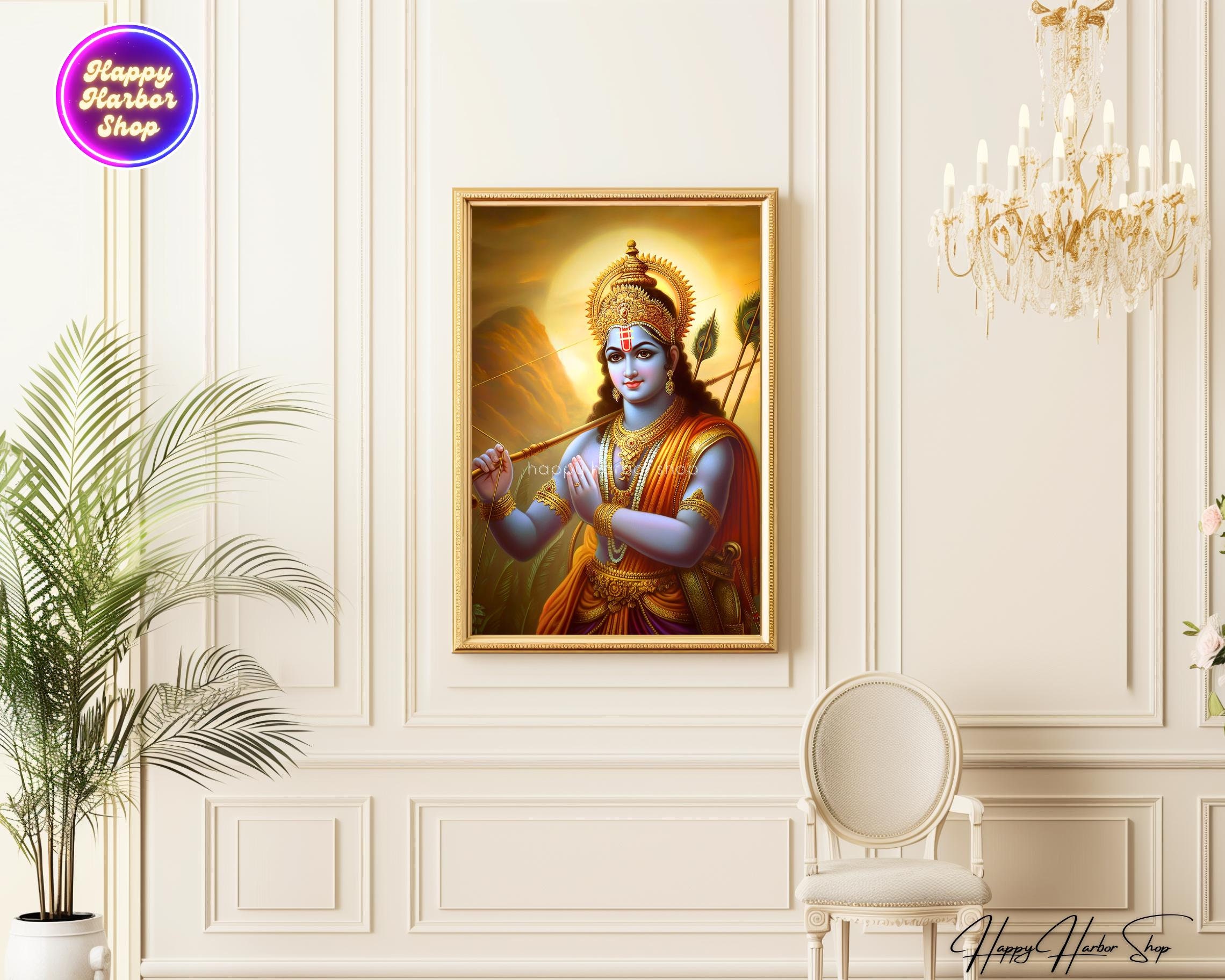 Lord Rama Painting, Hindu God Art, Hinduism Poster, Traditional Indian ...