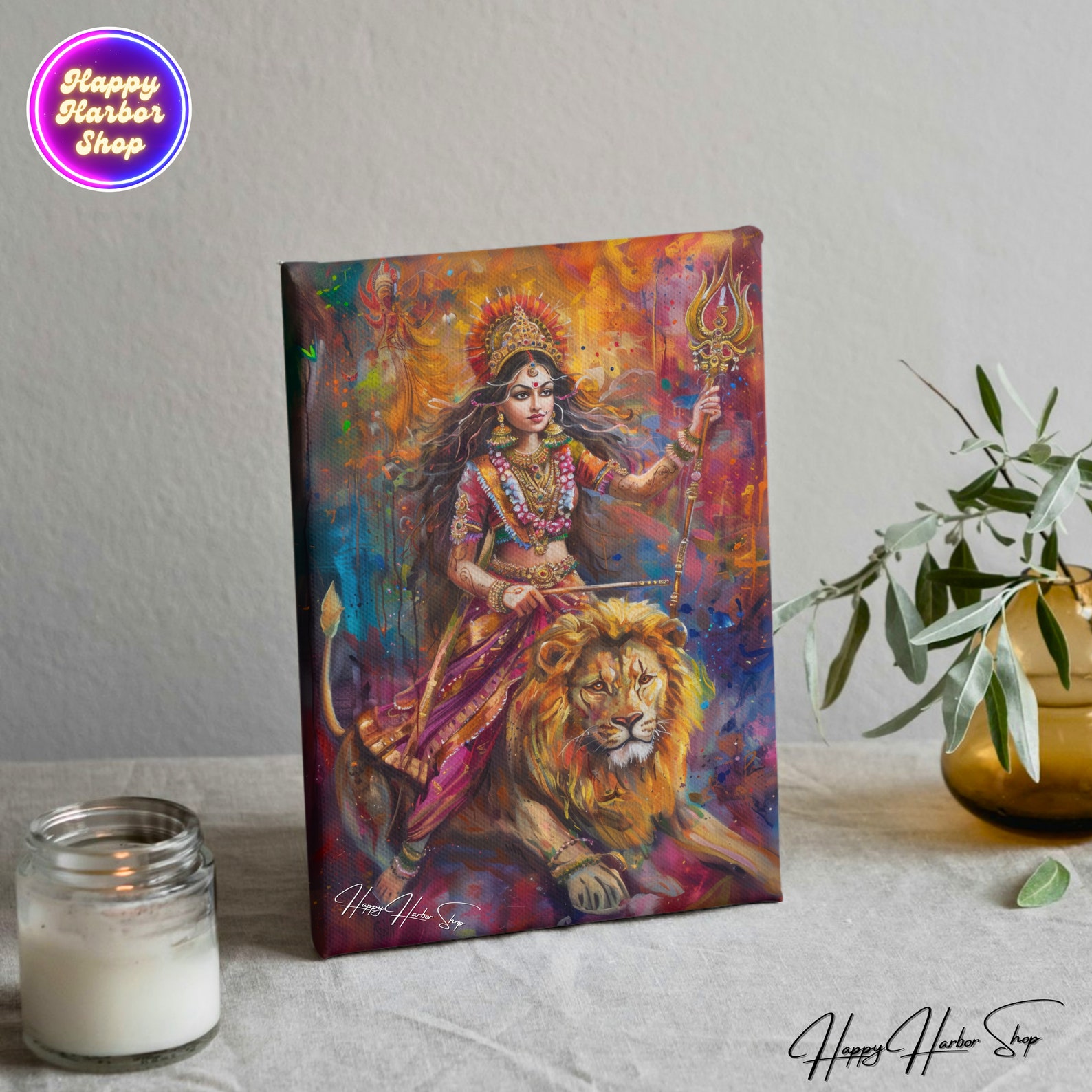 Durga Maa Painting Hindu Goddess Durga Wall Art Indian Art Decor Canvas ...