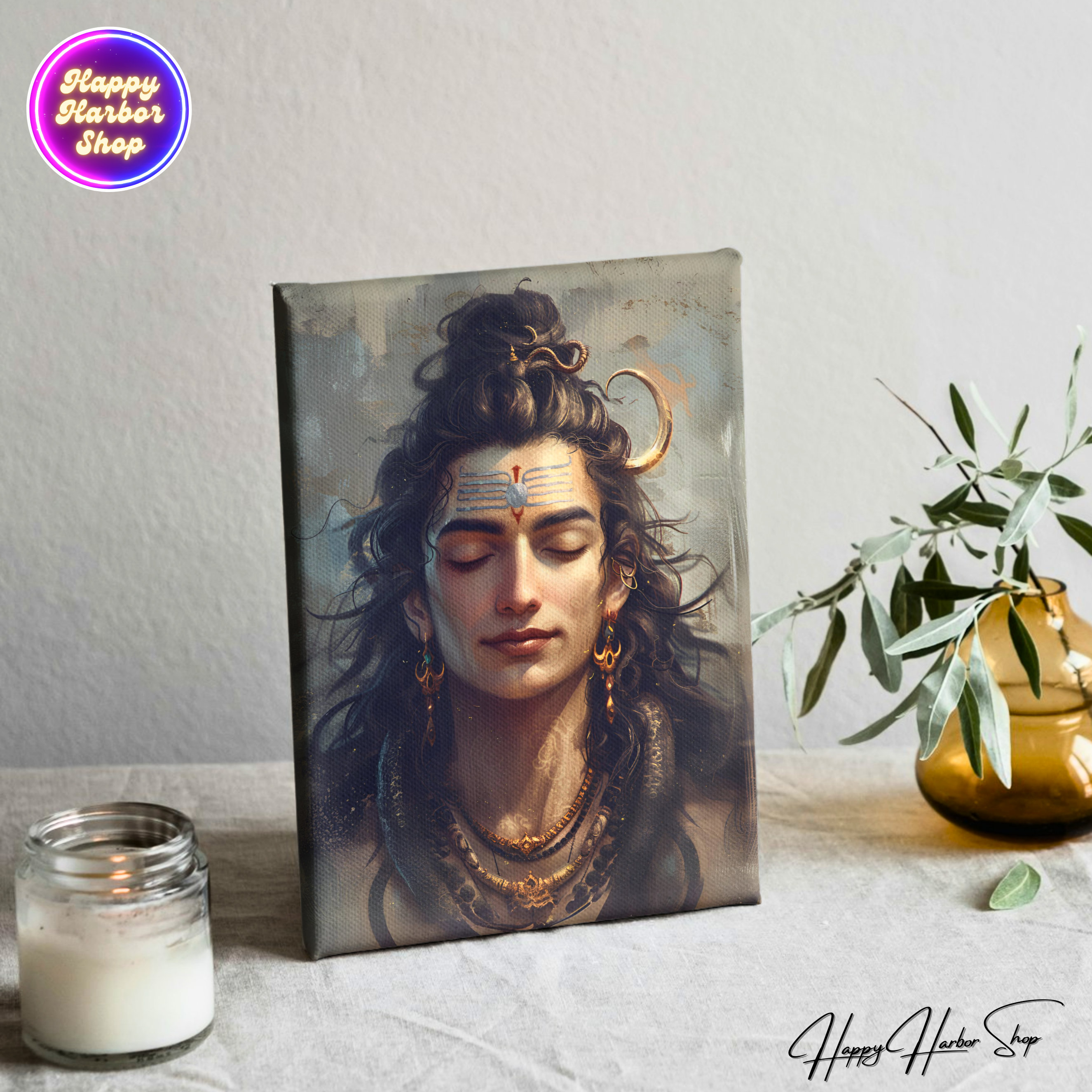 Lord Shiva Art Canvas Painting, Shiva Meditation Wall Art, Hindu God ...