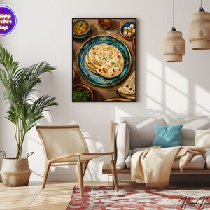 Indian Food Art, Naan Poster, Desi Art, Modern South Asian Art, Nepal ...