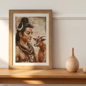 Lord Shiva Art Print, Hindu God Kalamkari Painting, Indian Home Decor ...