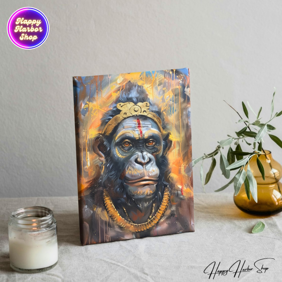 Hanuman Painting Monkey God Hanuman Art Hindu God Wall Art on Premium ...