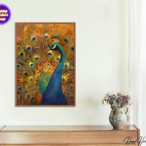 Peacock Wall Art, Traditional Bird Illustration, Indian Painting ...