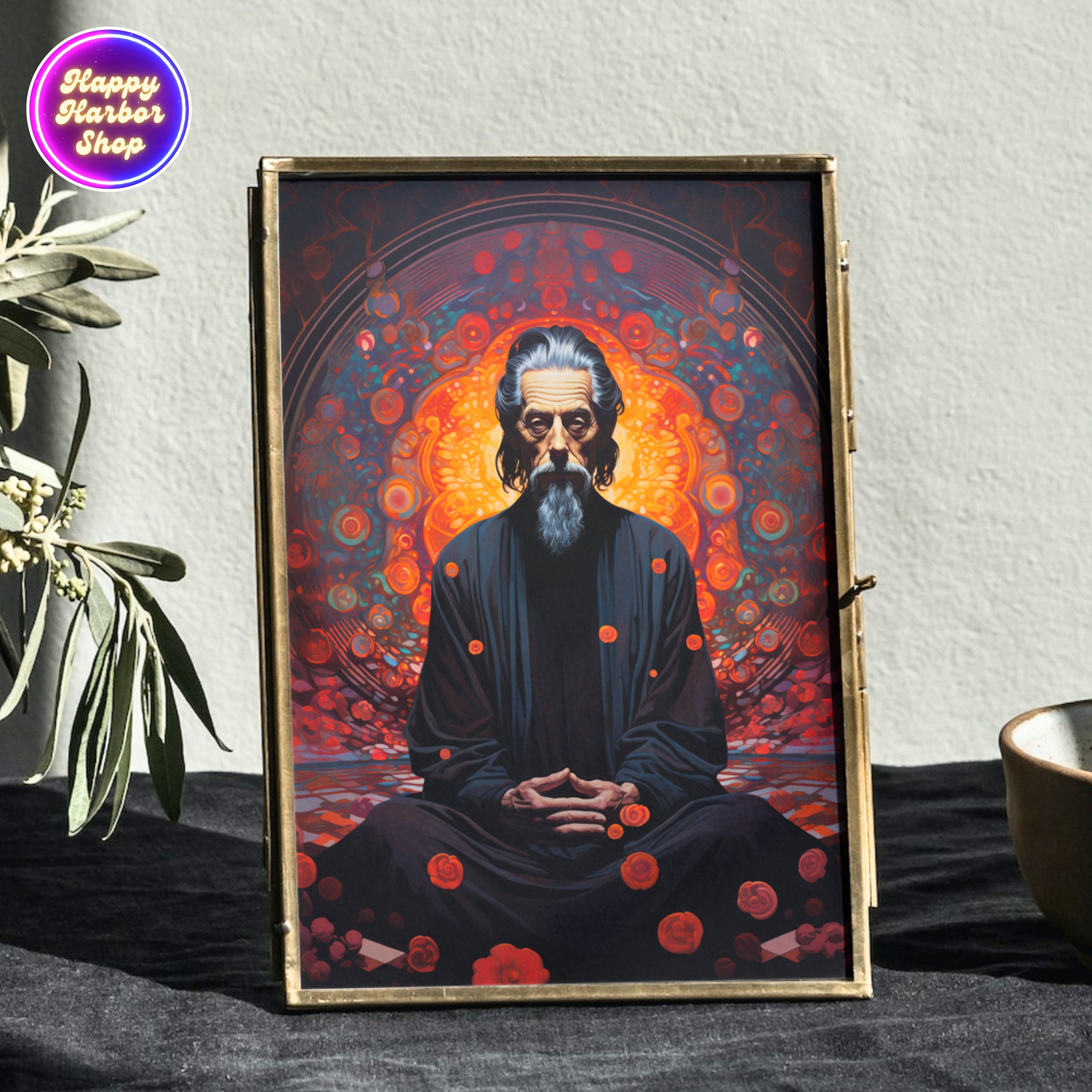 Alan Watts Art, Alan Watts Meditating Painting, Original Canvas Art ...