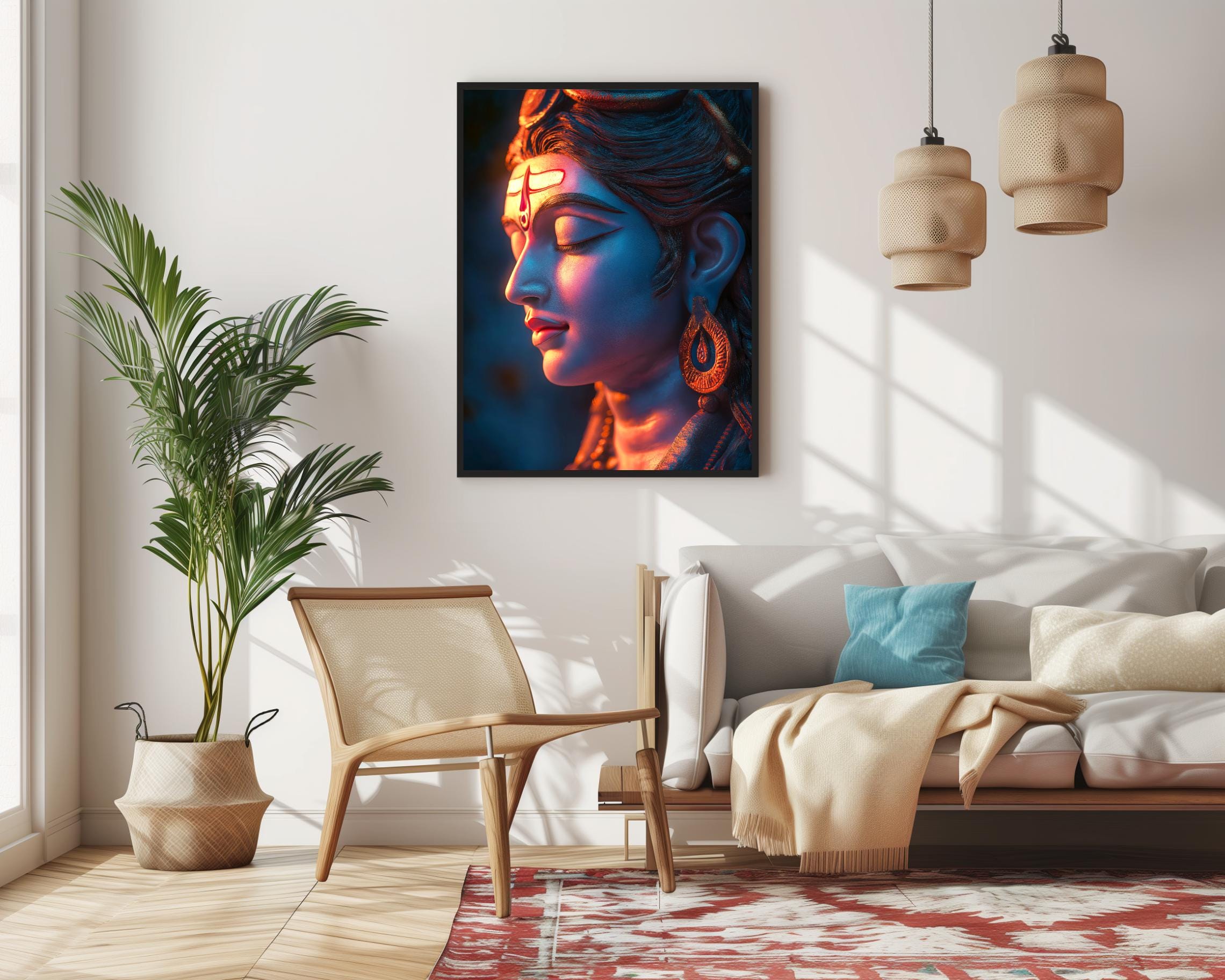 Lord Shiva Wall Art, Hindu God Painting, Shiv Ji Poster, Hinduism Decor ...