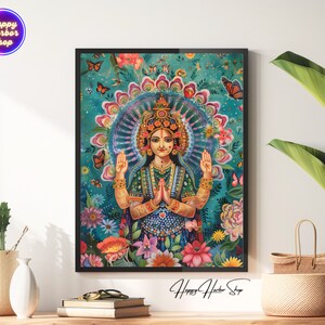 Durga Poster, Hindu Goddess Durga Painting, Durga Print, Traditional ...