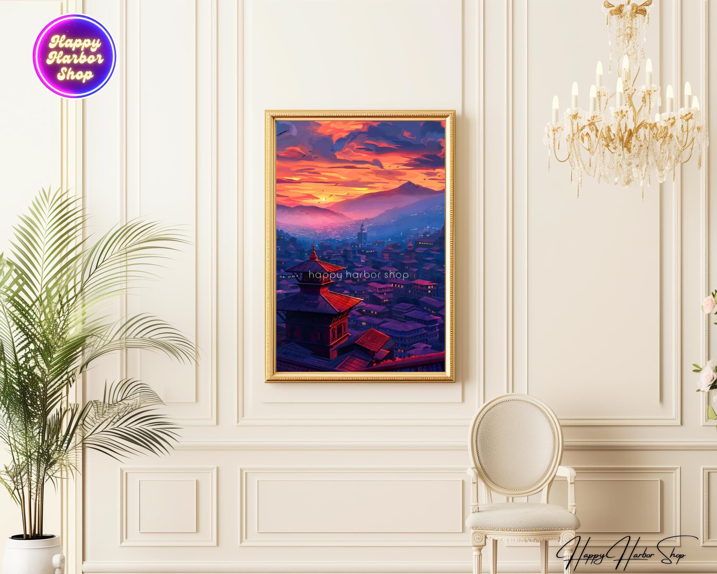 Kathmandu Print, Nepal Travel Poster, Kathmandu Painting, South Asian ...