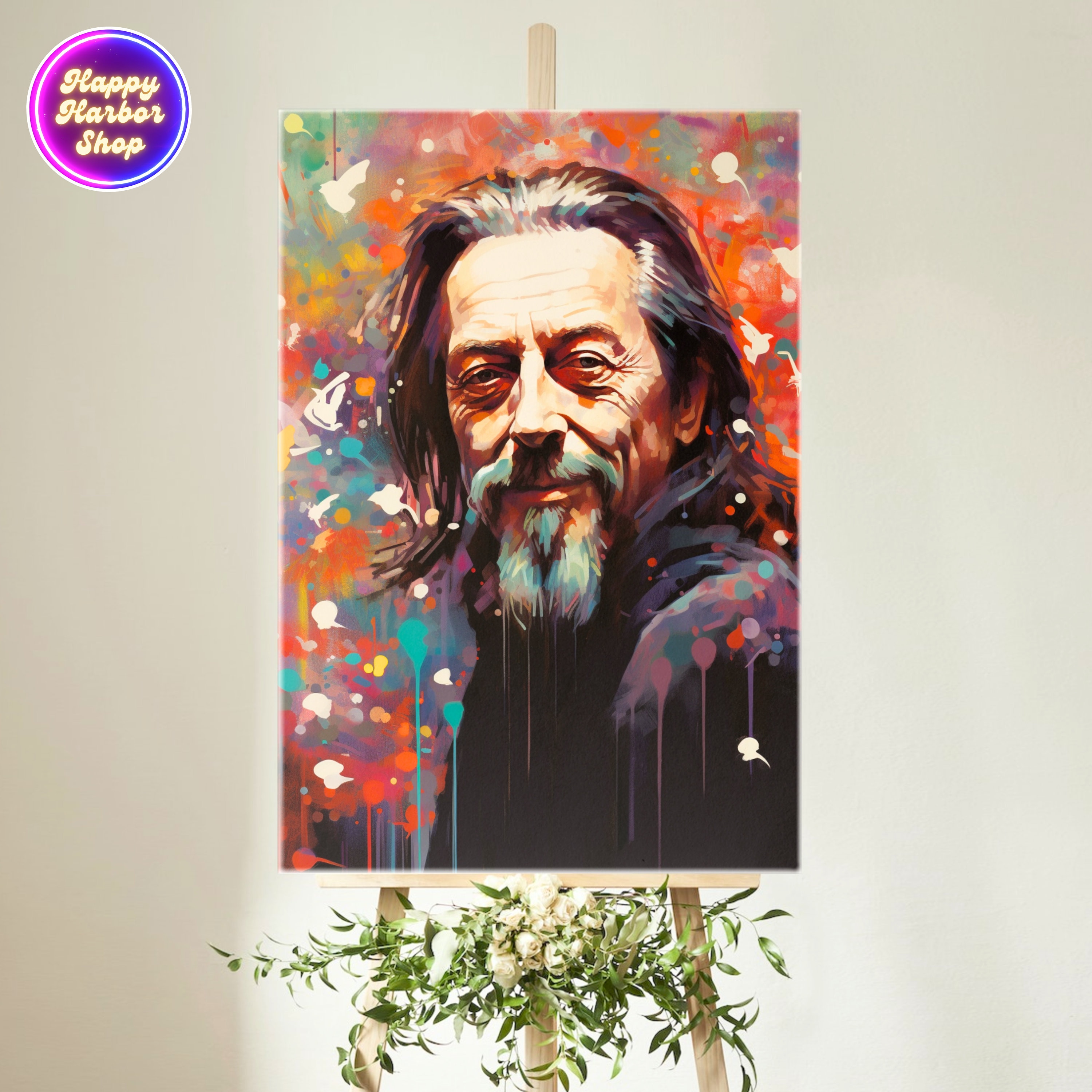 Alan Watts Art Wall Decor Alan Watts Portrait Painting Zen Philospher ...